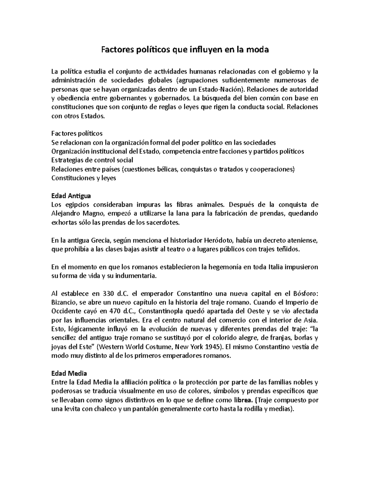 Factores políticos que influyen en la moda Apunte PARA AULA Virtual ...