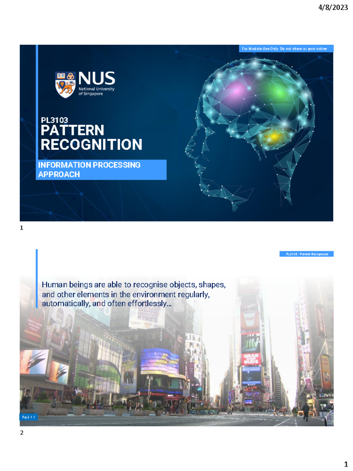 Chapter 2.1 Pattern Recognition Information Processing Approach - RECOGNITION PATTERN PL ...
