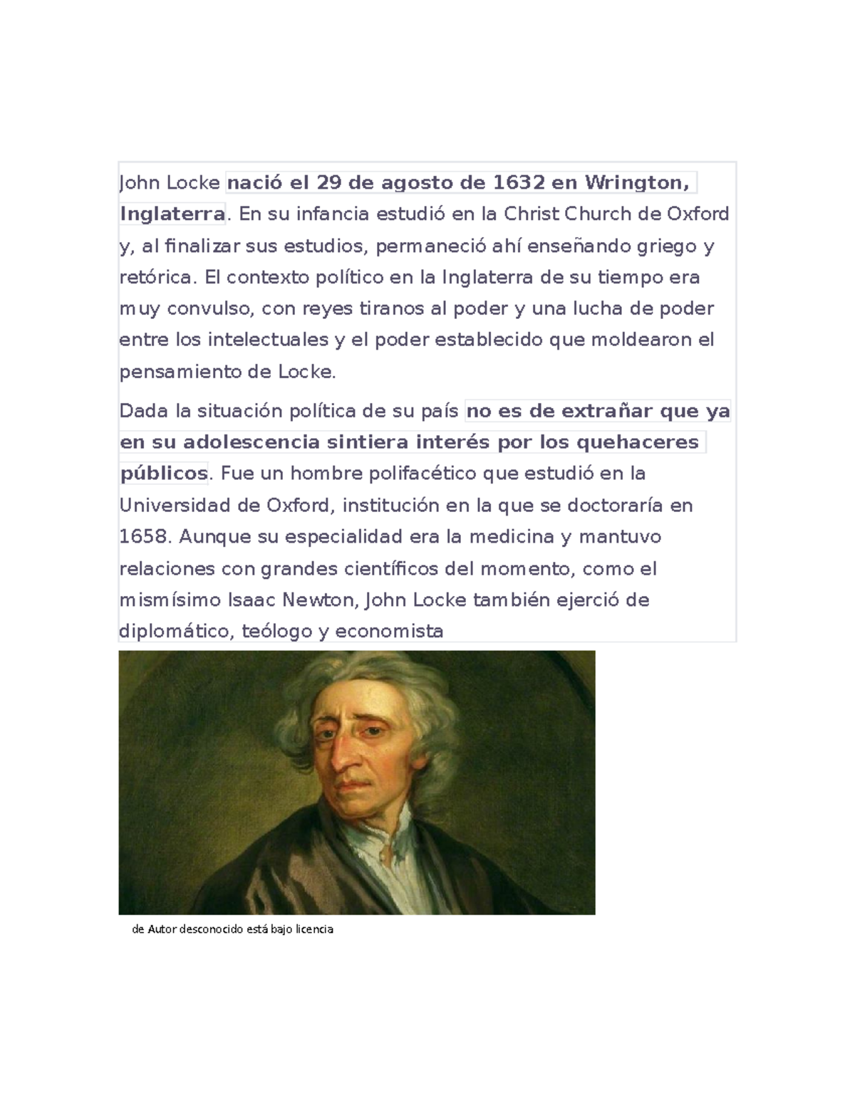 John Locke - ESTE ARTICULO ES PARA INFORMAR - John Locke nació el 29 de ...