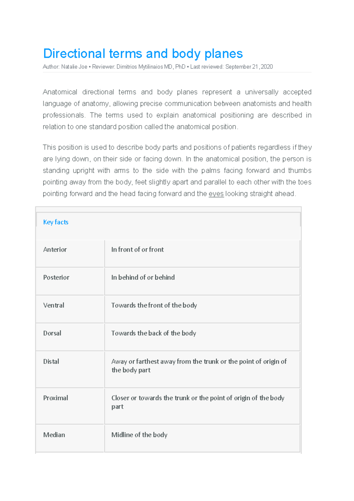 Human Body direction - ANATHOMY - Directional terms and body planes ...