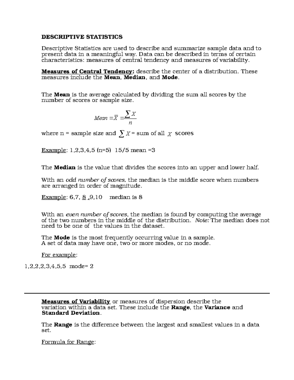 Research- descriptive stats - DESCRIPTIVE STATISTICSDESCRIPTIVE ...