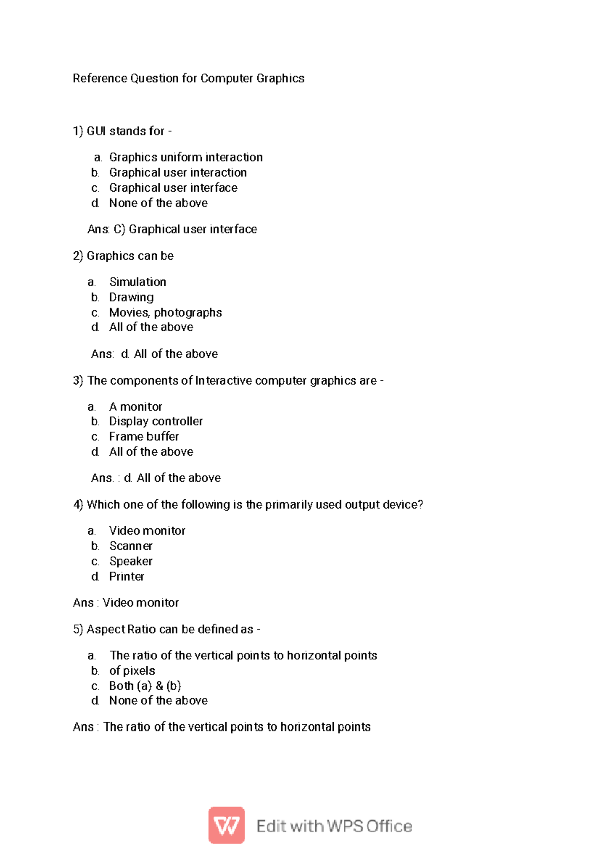 Question Bank CG - I'm studying in MCA 1st year which is almost completed now so uploading my ...