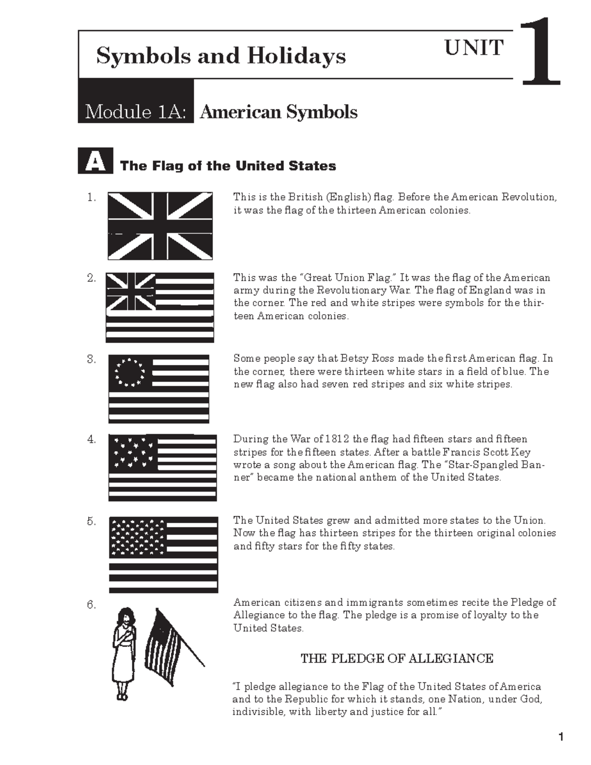 Theory Unit1 - 1 Symbols and Holidays UNIT 1 Module 1A: American ...