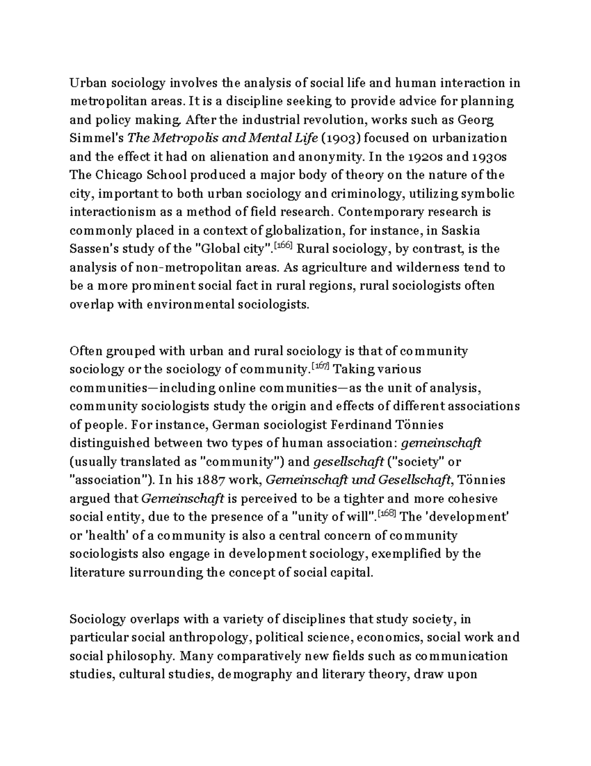 Sociology 3 (19) - young - Urban sociology involves the analysis of ...