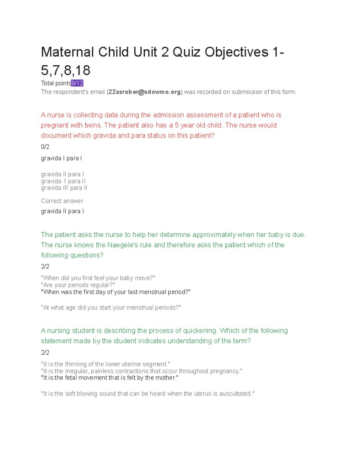 Maternal Child Unit 2 Quiz Objectives 1 - Maternal Child Unit 2 Quiz ...
