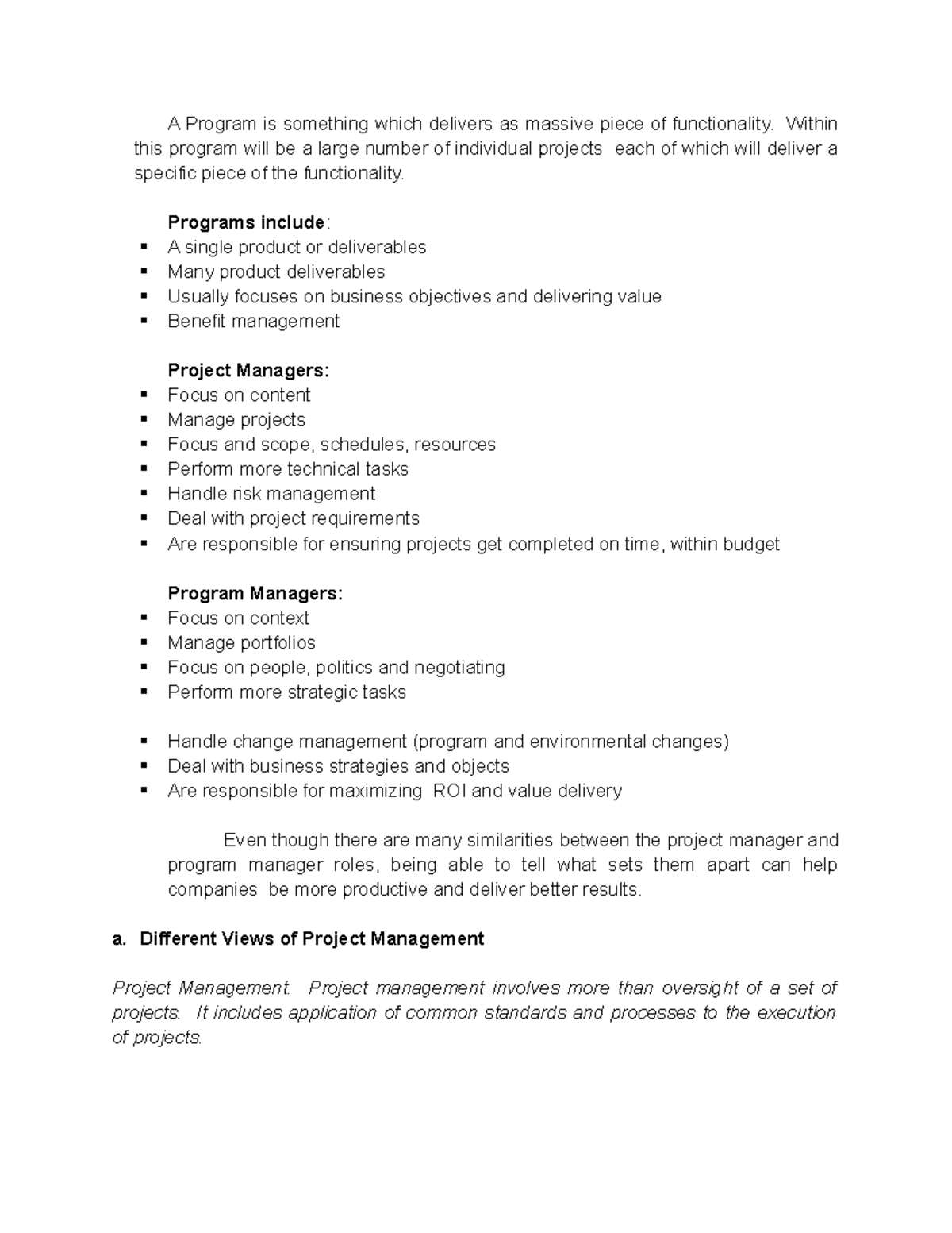 Program - Within this program will be a large number of individual ...