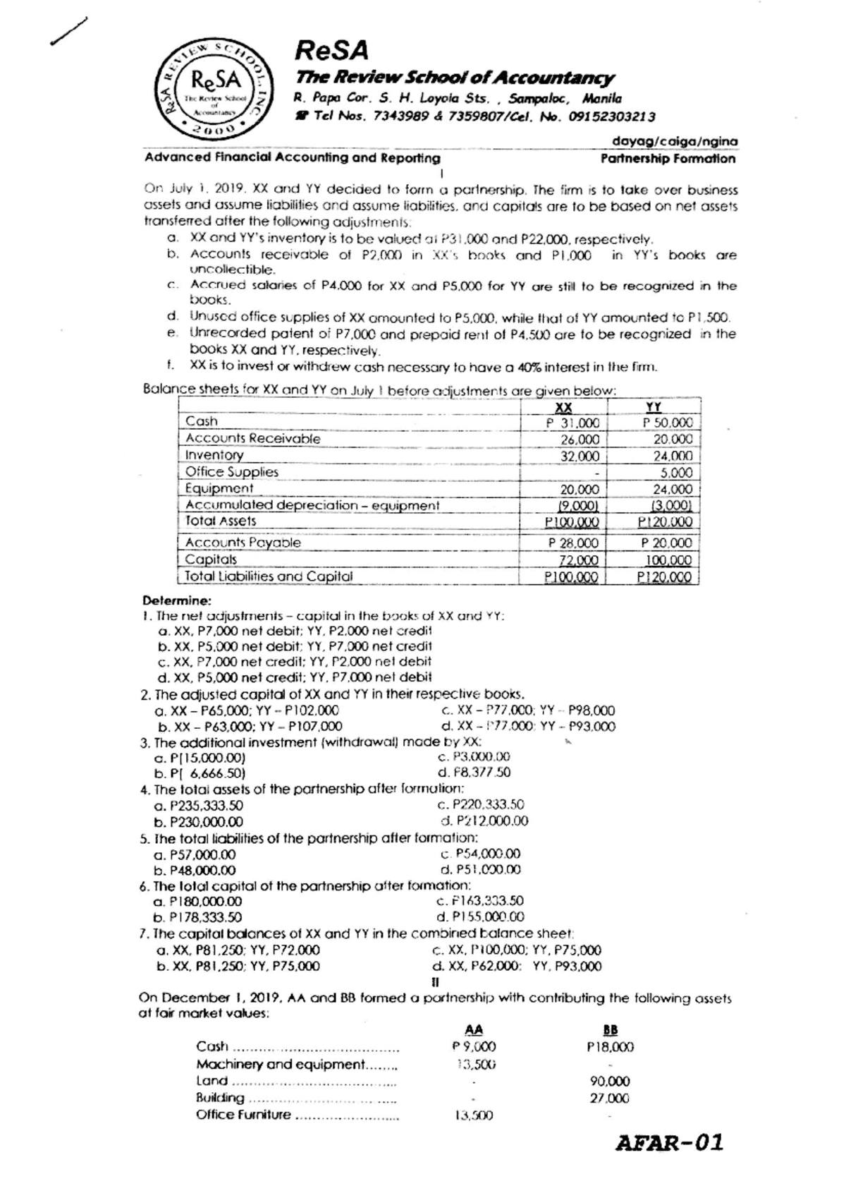 AFAR-01 - reviewer - Accountancy - Studocu