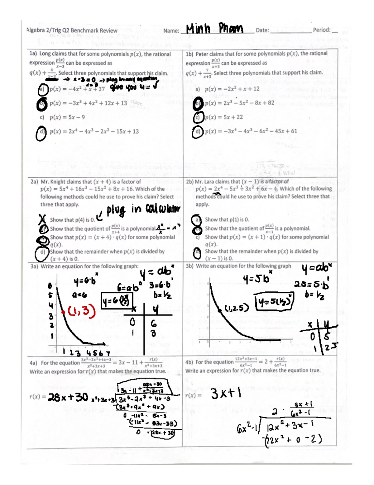 Algebra 2Trig Q2 Benchmark Review - Minh Pham a- → × -3,5=03 - > plugin ...