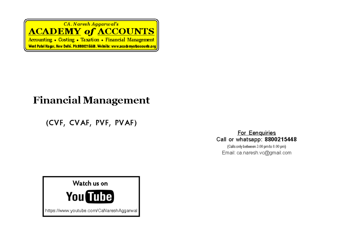 PVF, PVAF, CVF, CVAF Tables for Financial Management - Financial ...