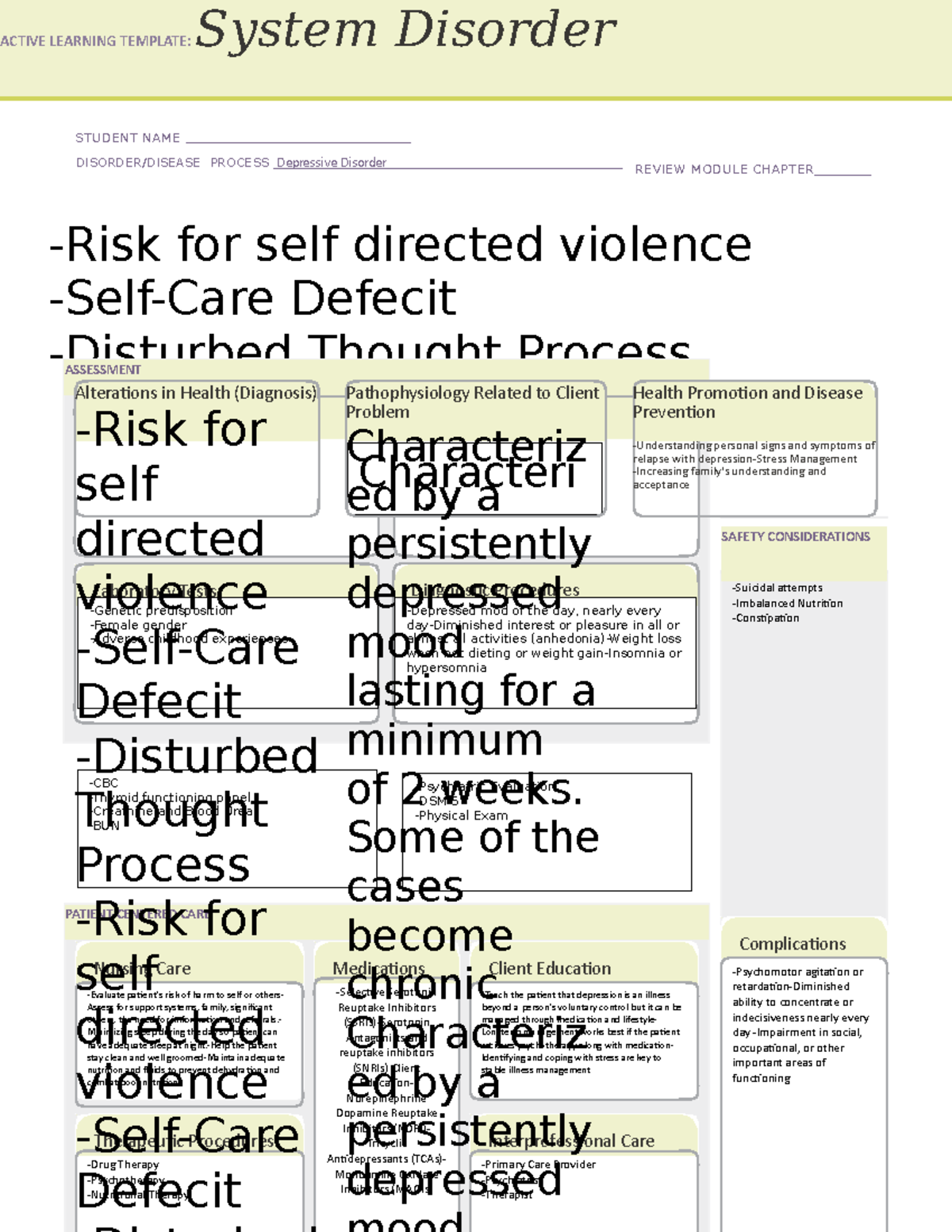 Depressive Disorder System Disorder - ACTIVE LEARNING TEMPLATE: System ...