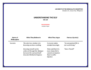 UIC UTS Reflection 2 - Who Am I - UNIVERSITY OF THE IMMACULATE ...