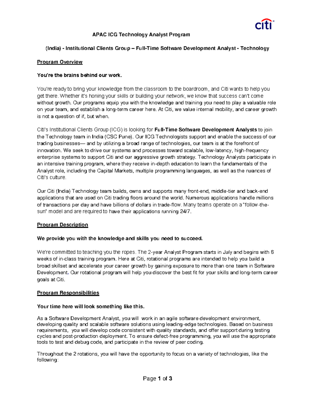 ICG Tech Application Development FT - Page 1 of 3 APAC ICG Technology ...