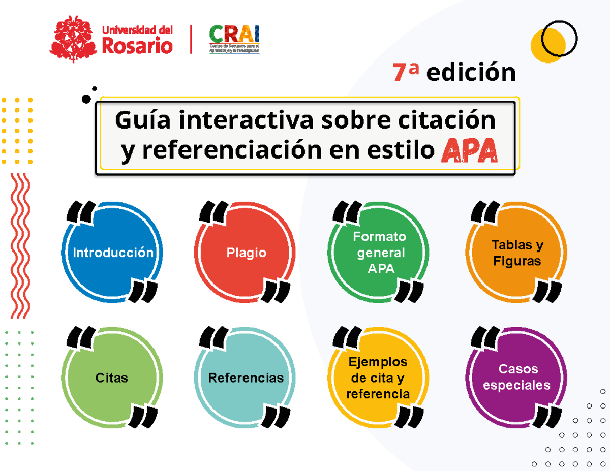 Guia-interactiva-APA - APA 7 edición a Introducción Citas Referencias ...