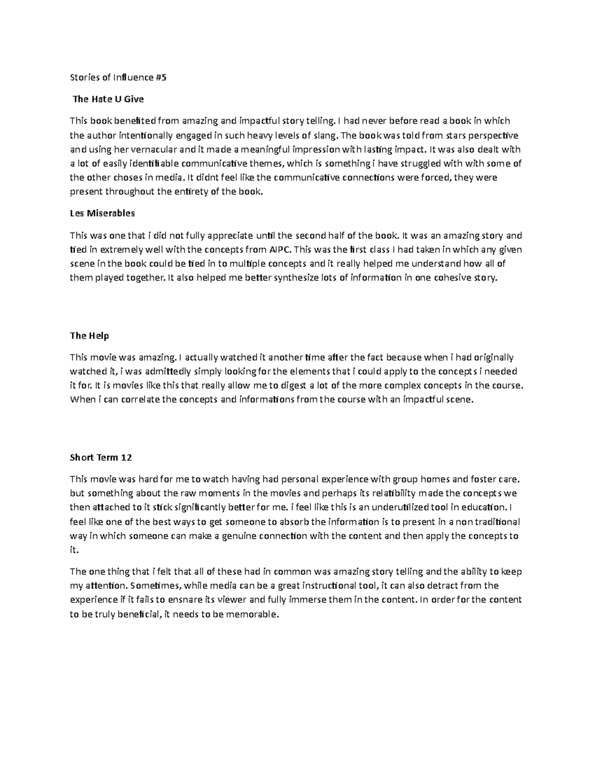 SI 5 - Stories of influence. - Stories of Inluence #5 The Hate U Give ...