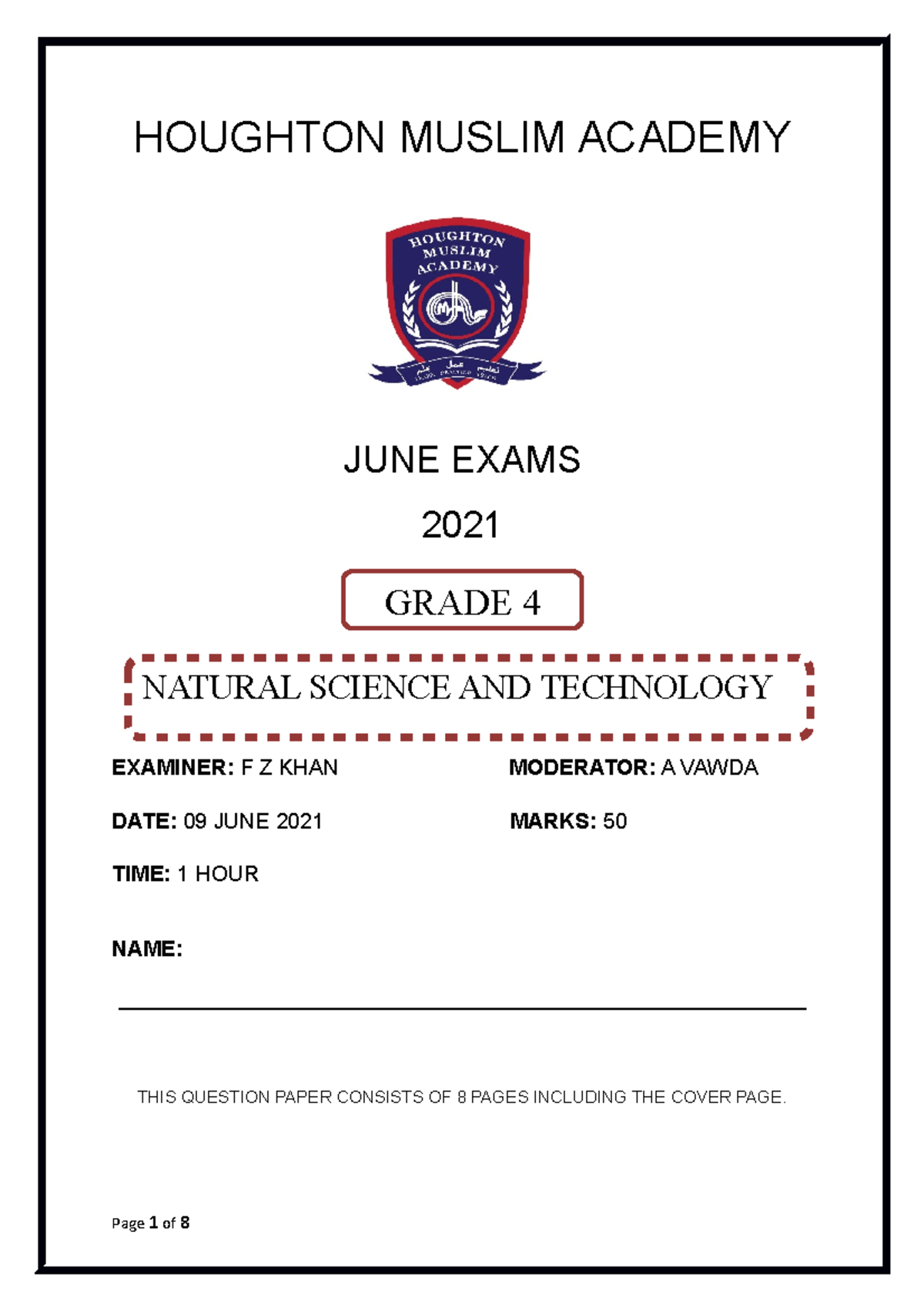 NST June exam final - A draft on a June examination for Natural science ...