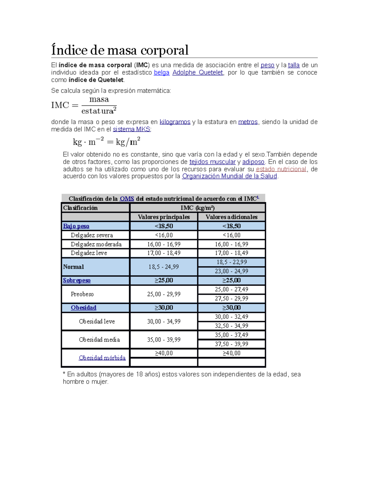 IMC - cwtweyrthyrt - Índice de masa corporal El índice de masa corporal ...