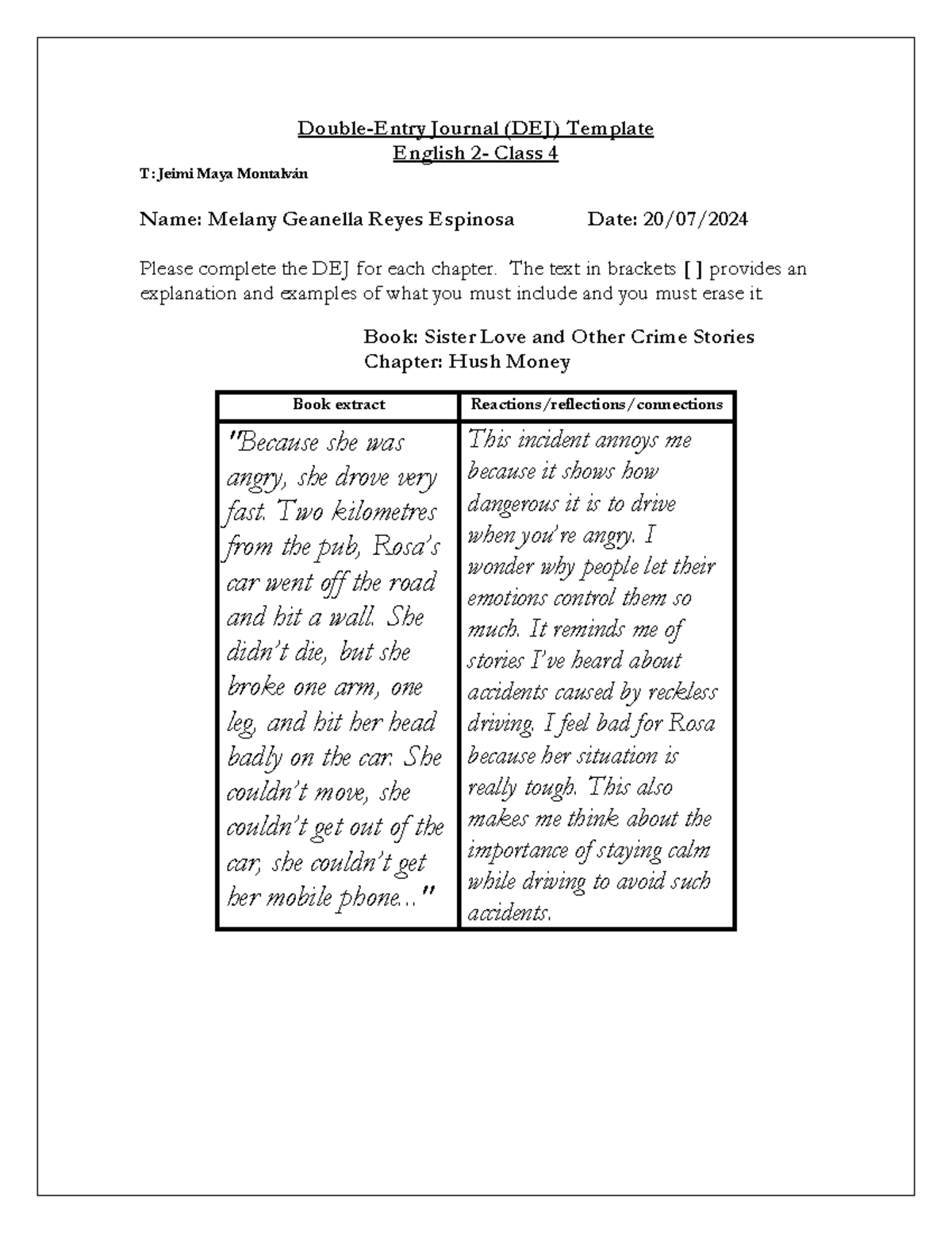 DEJ Template E2 - SUMMARY - Double-Entry Journal (DEJ) Template English ...