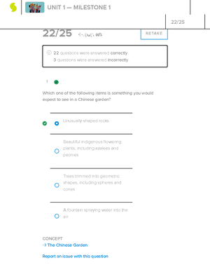 Art History 2 Milestone 1 - UNIT 1 — MILESTONE 1 Score 20/ You passed ...