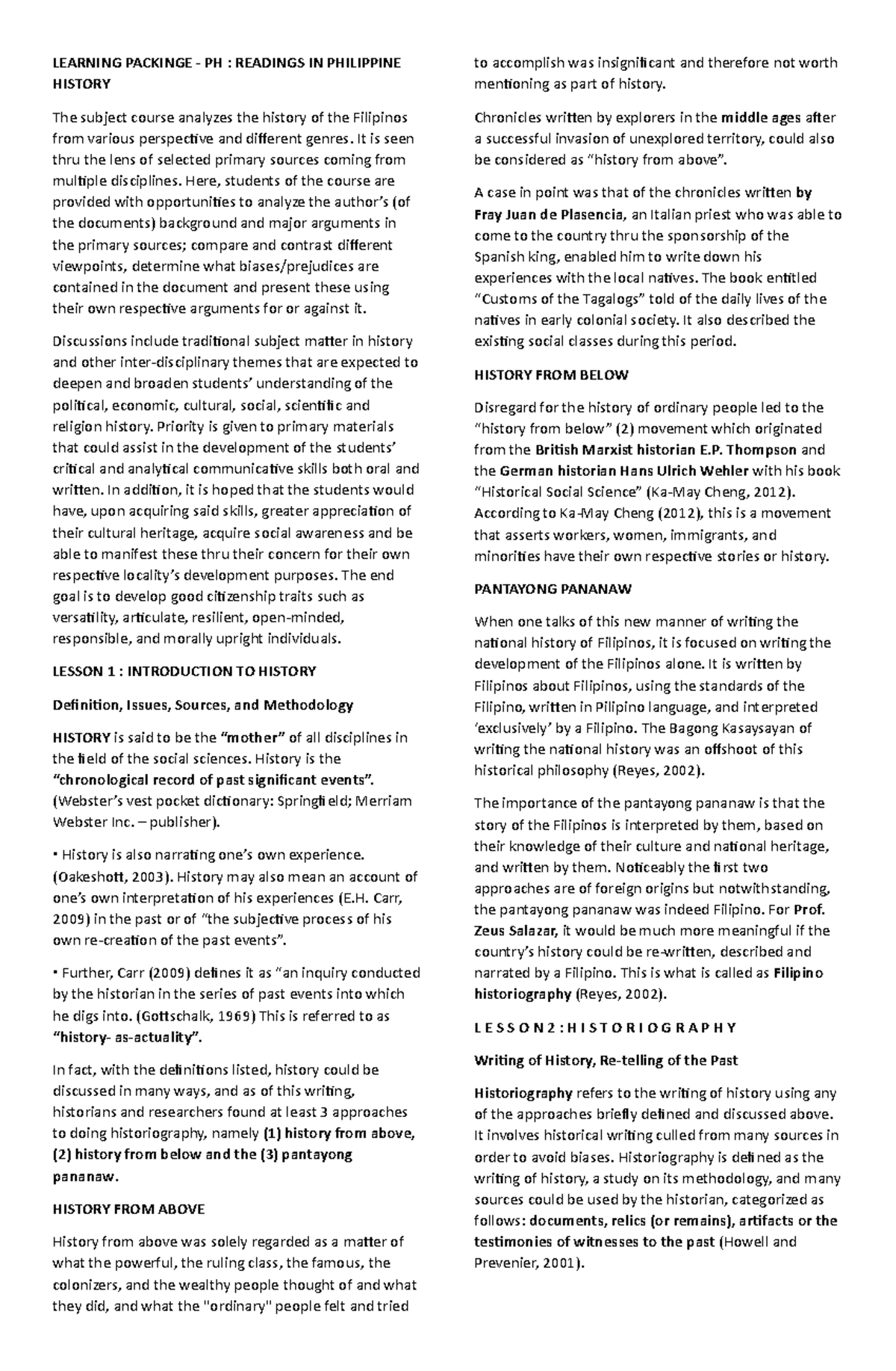 RIPH - Good - LEARNING PACKINGE - PH : READINGS IN PHILIPPINE HISTORY ...