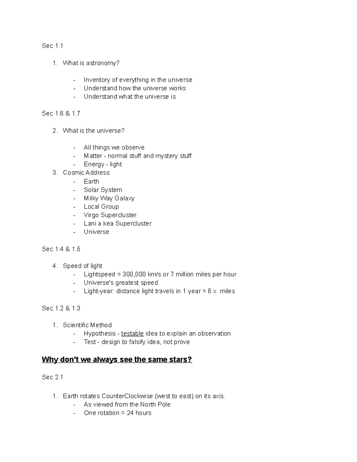 Basics of Astronomy - Sec 1. What is astronomy? Inventory of everything ...