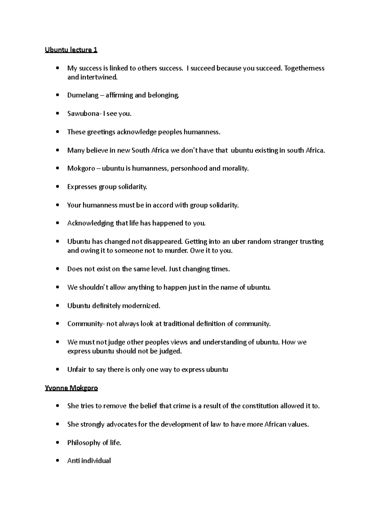 Ubuntu Lecture Notes Ubuntu Lecture 1 My Success Is Linked To Others Success I Succeed