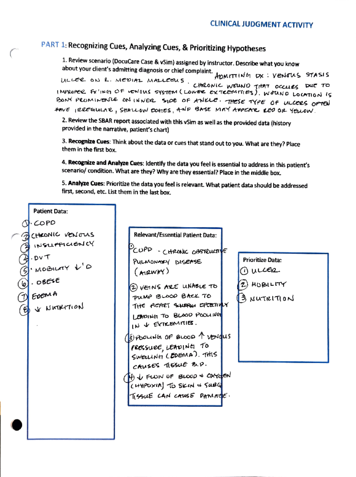 Josephine Morrow clinical judgement - PART 1: Recognizing Cues ...