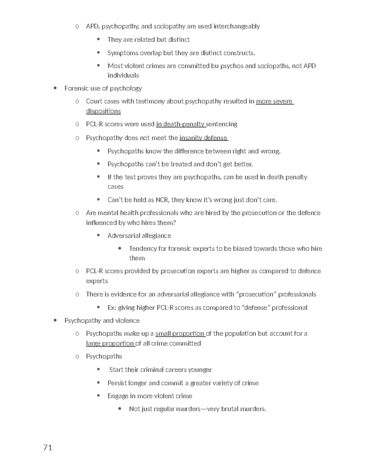 PSYC203 Notes-15 - o APD, psychopathy, and sociopathy are used ...