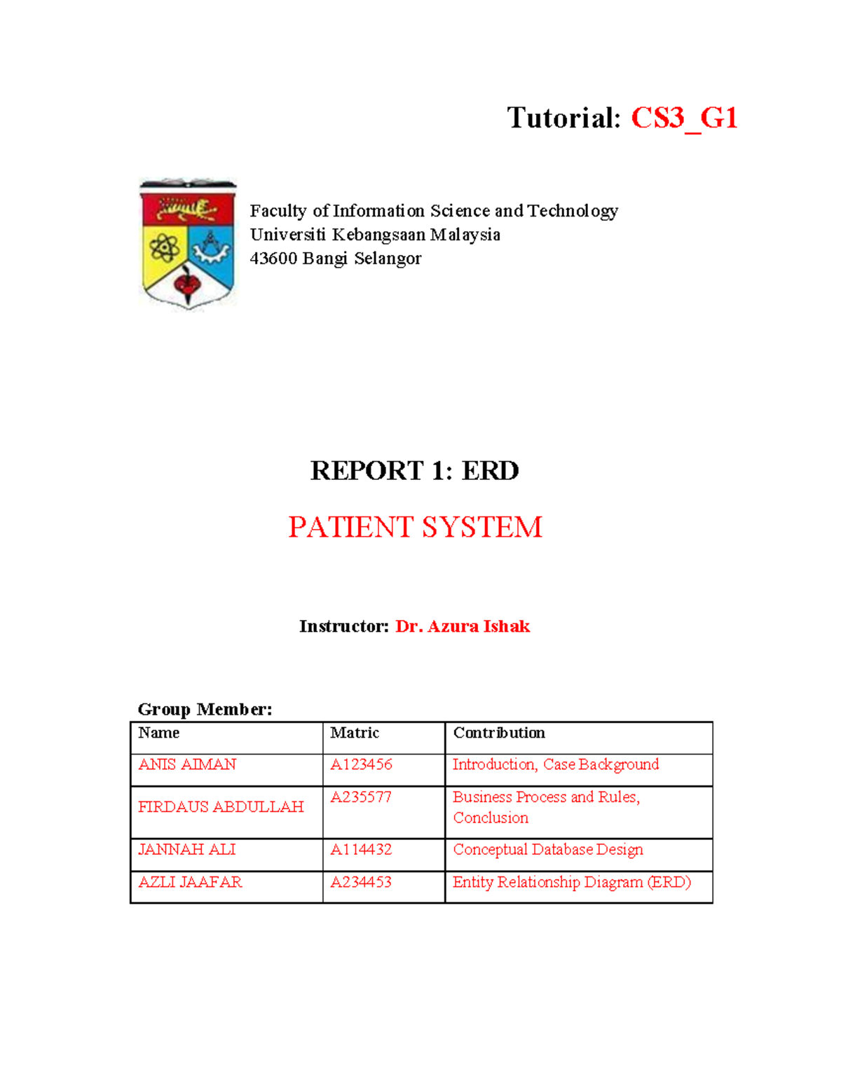 Report 1 ERD Templat Guideline - 2020/2021 - Database - UKM - Studocu