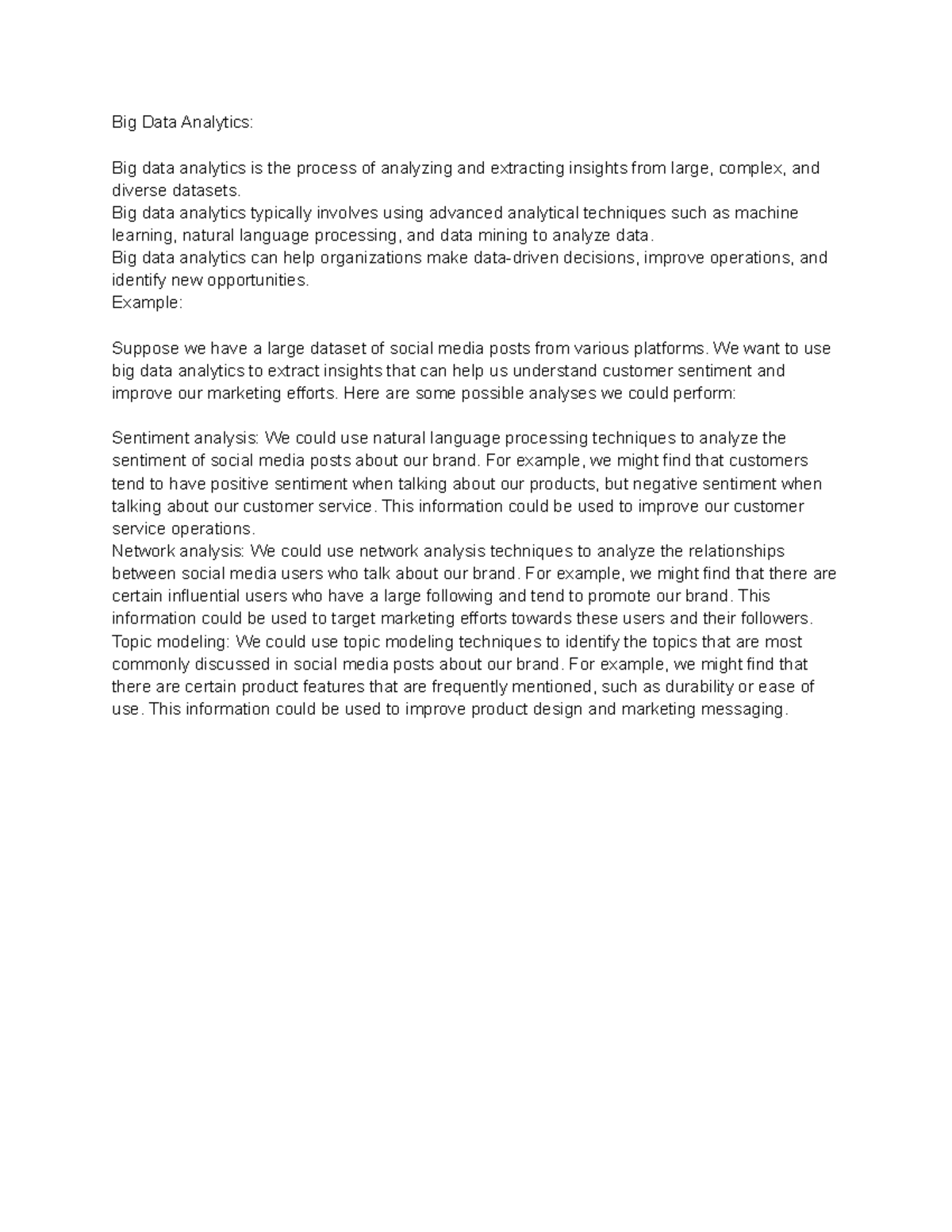 Big Data Analytics Notes Big Data Analytics Big Data Analytics Is The Process Of Analyzing