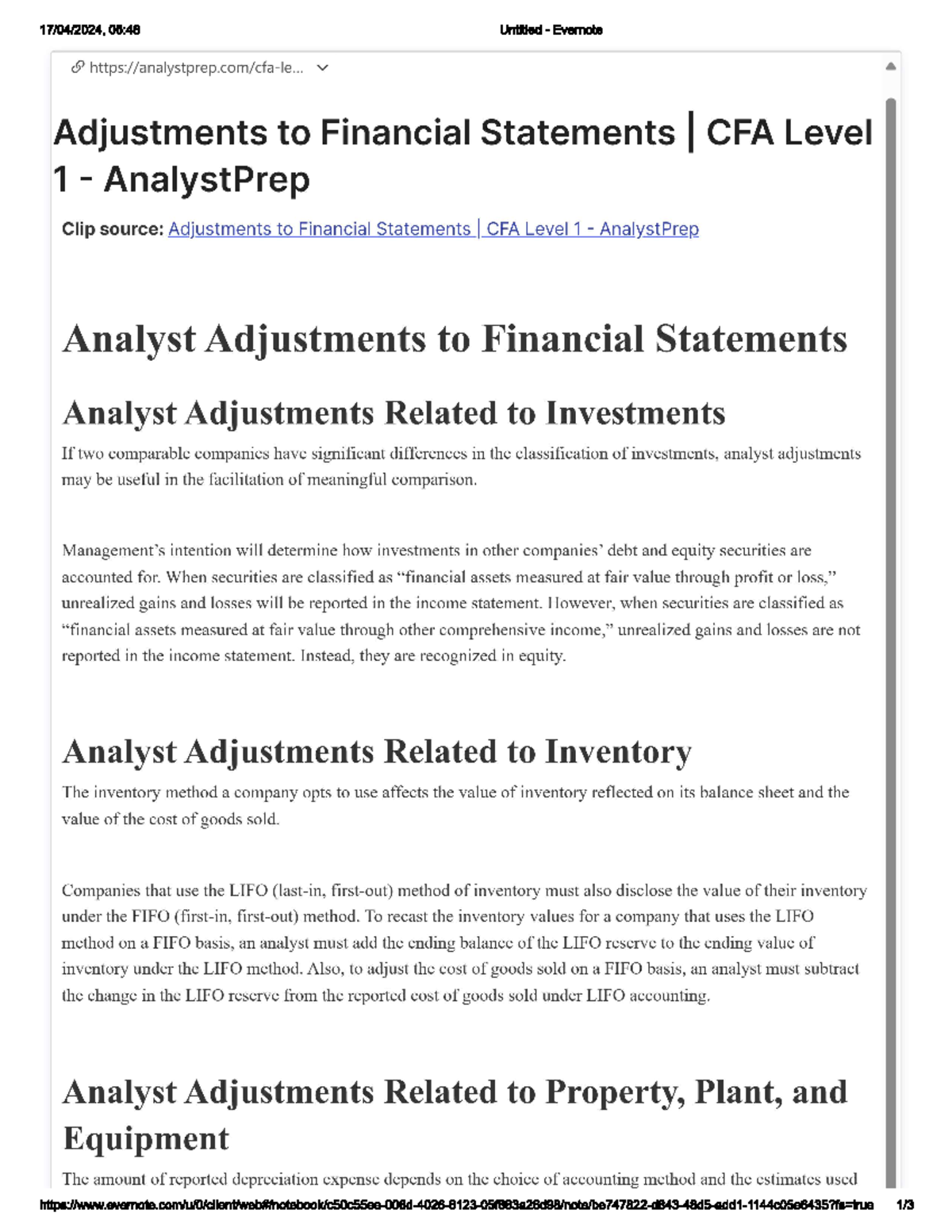Adjustments to Financial Statements - Corporate finance - Studocu