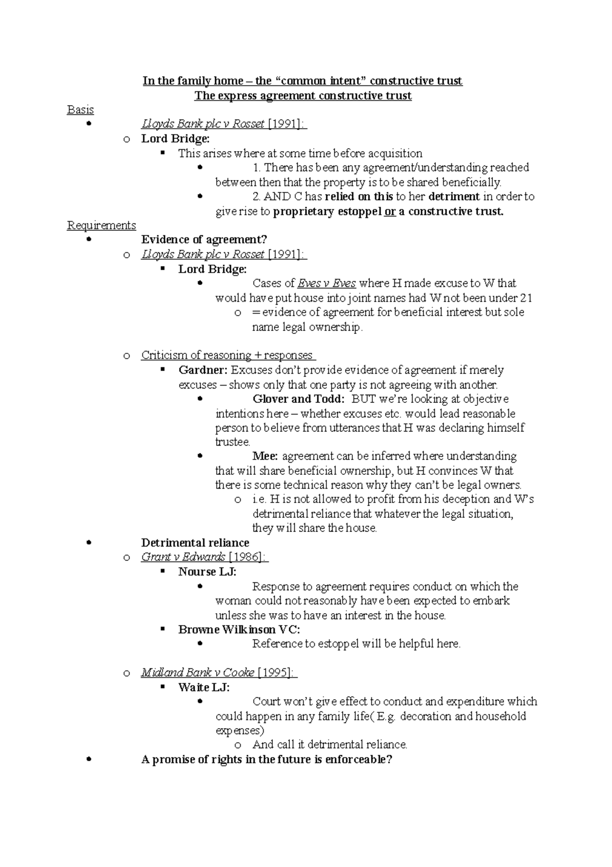 Common Intent Constructive Trusts sample - In the family home – the ...