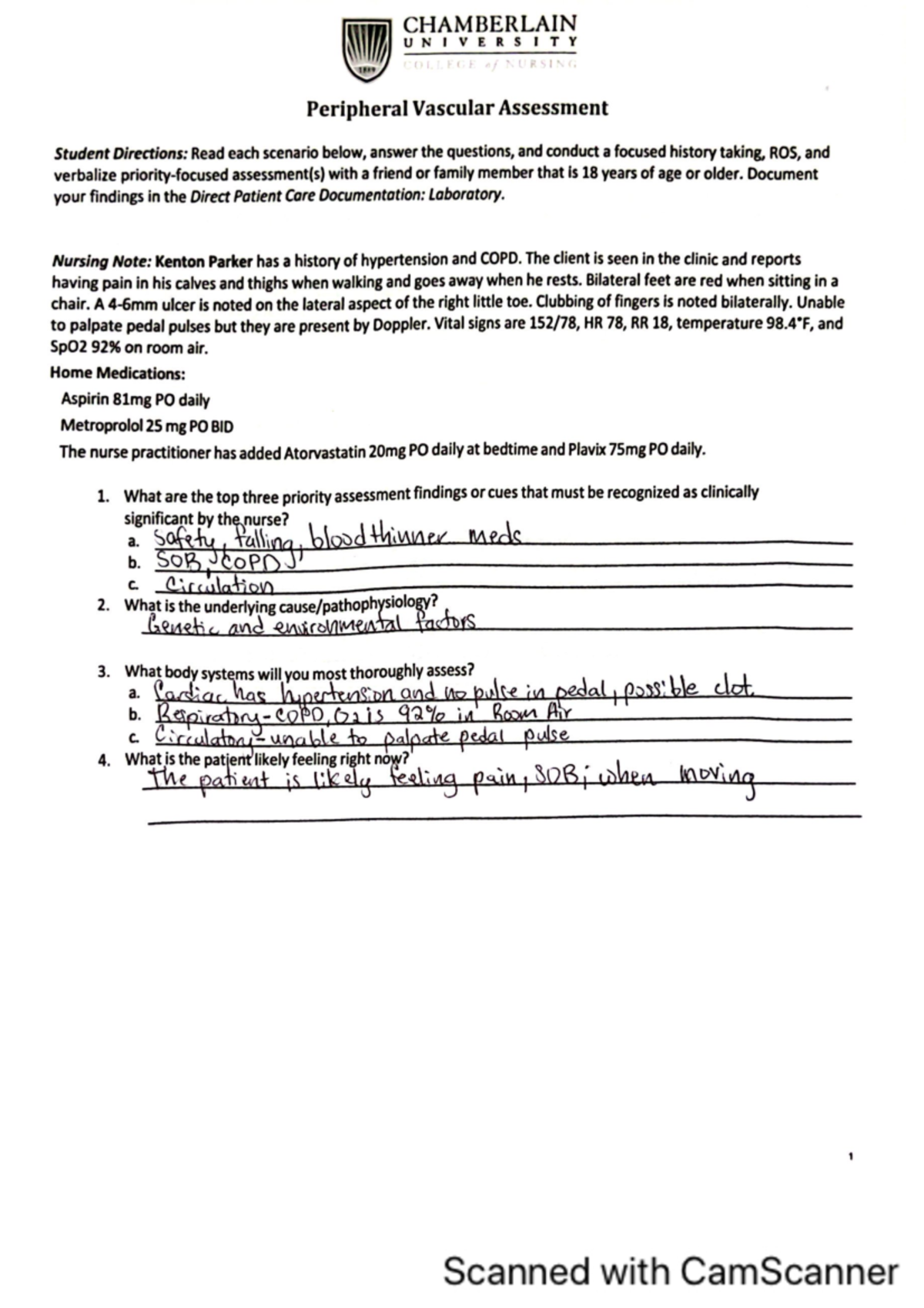 Peripheral Vascular Assessment - NR-304 - Studocu