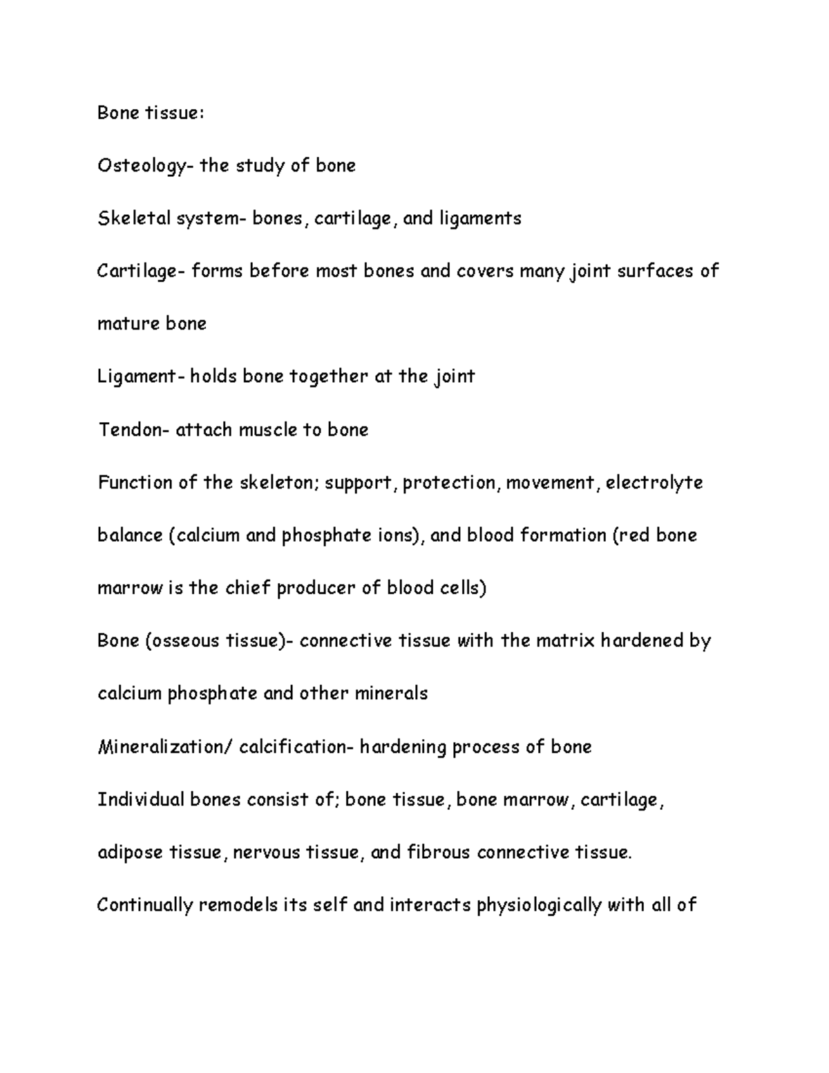 Bone tissue notes - this section is all about the bones - Bone tissue ...