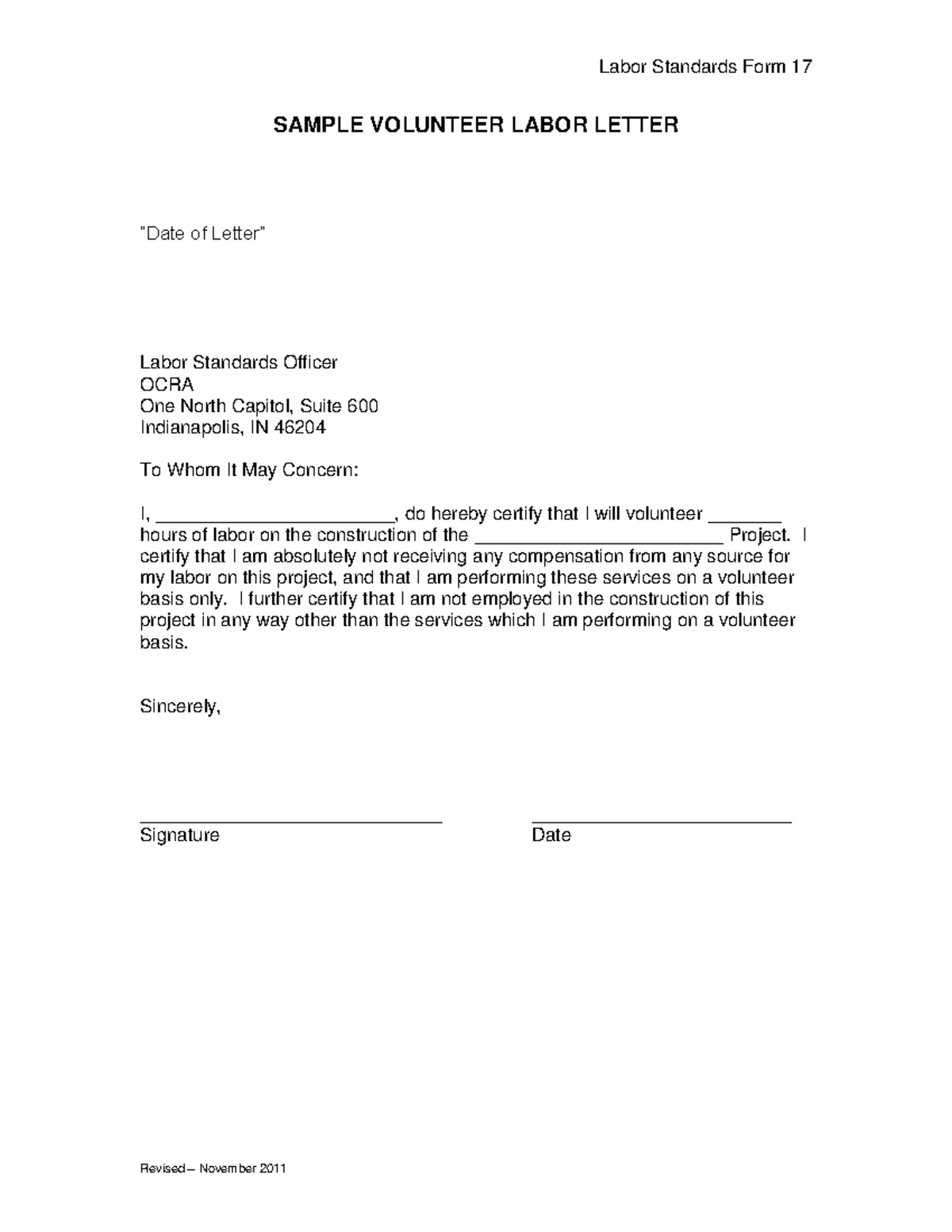 Labor Standards Form 17 In-Kind Volunteer Labor Letter Nov2011 - Labor ...