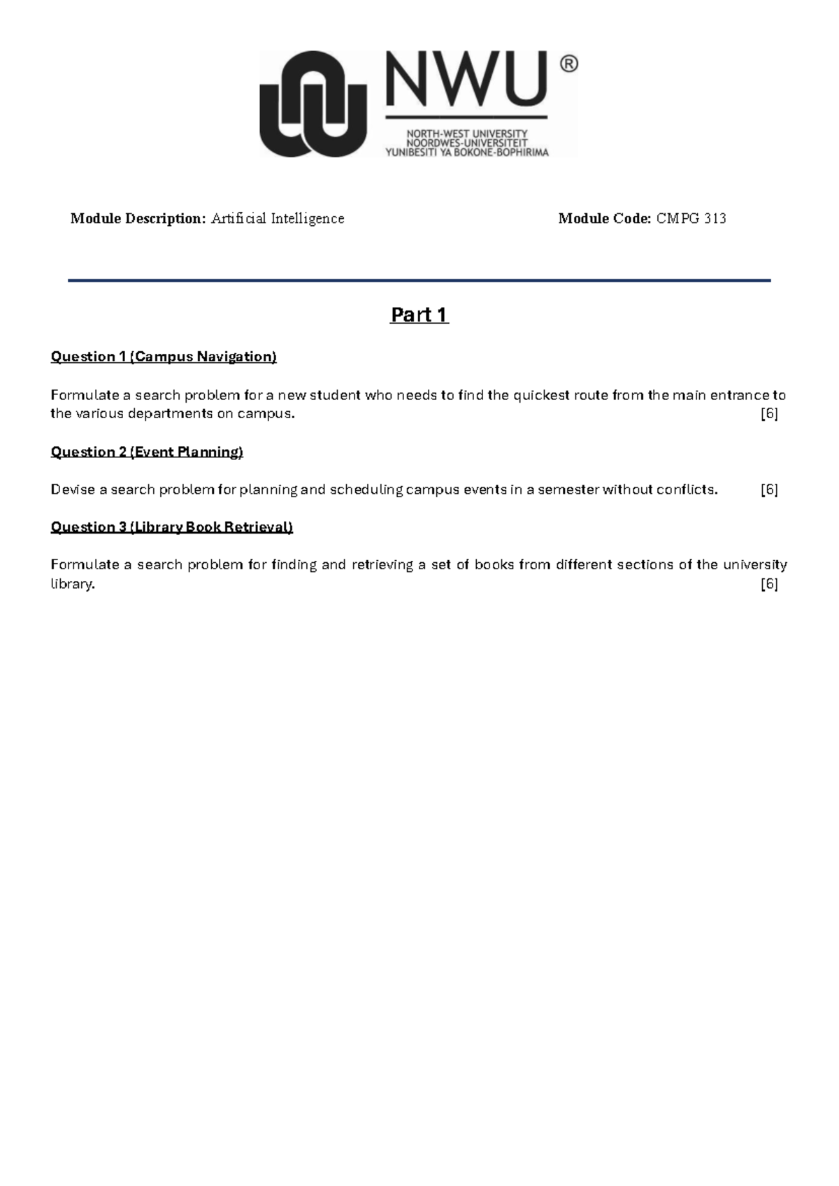 2nd Theoretical assignment - Module Description: Artificial Intelligence Module Code: CMPG 313 ...