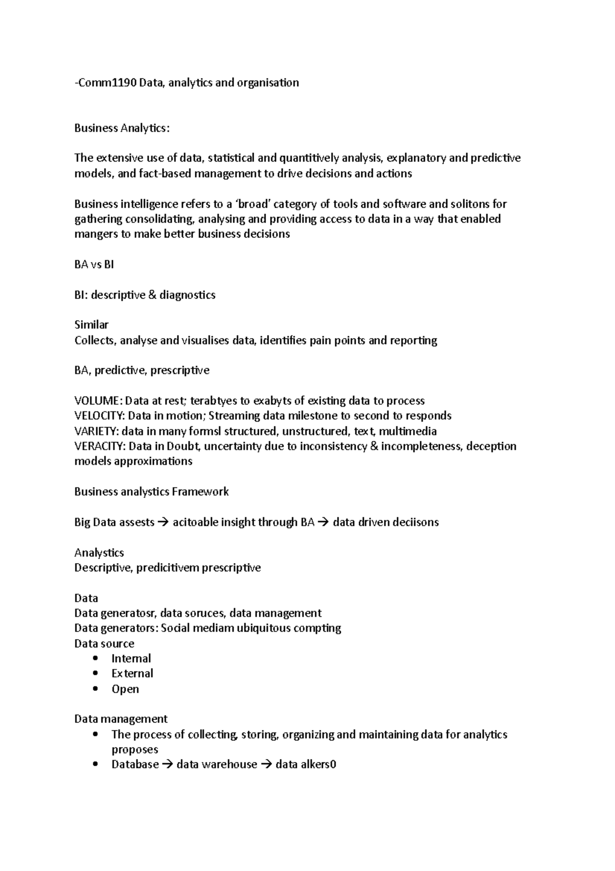 Comm1190 Data course - notes -Comm1190 Data, analytics and organisation ...