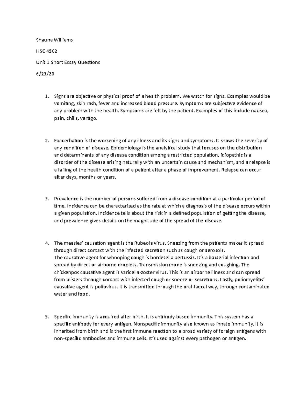 HSC 4502 Unit 1 Essay Questions - Shauna Williams HSC 4502 Unit 1 Short ...