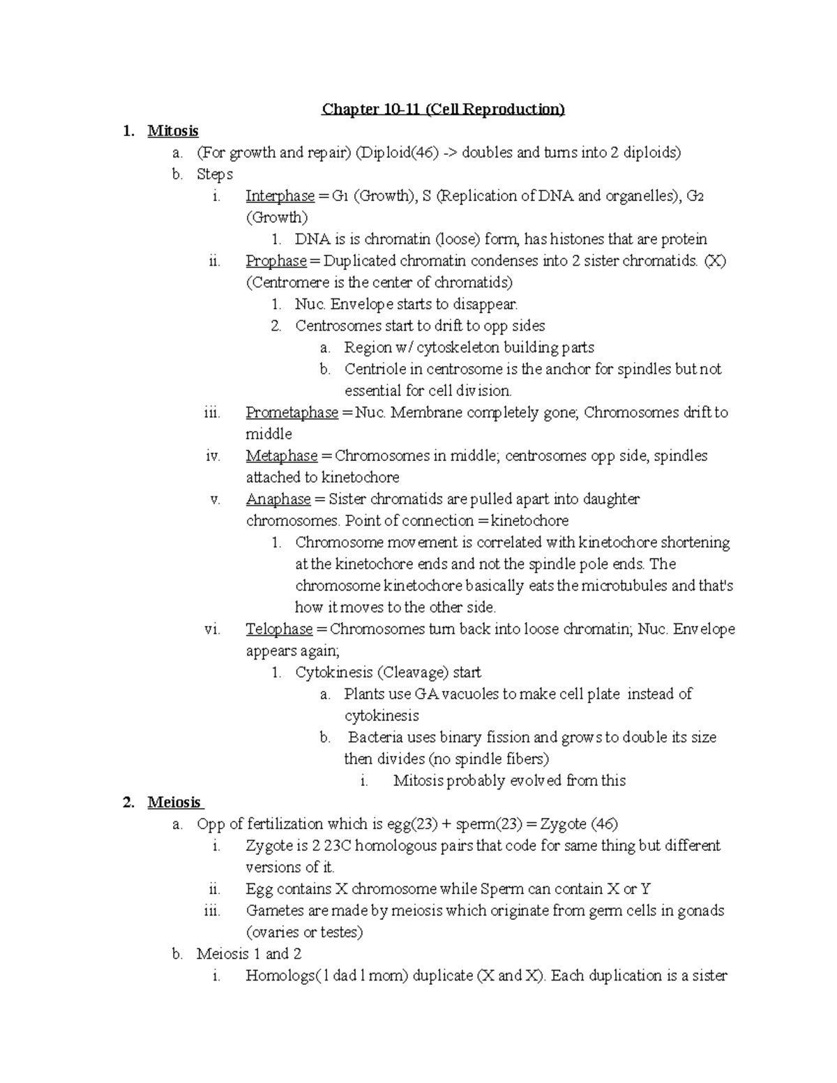 Chapter 10-11 (Cell Reproduction) - Chapter 10-11 (Cell Reproduction ...