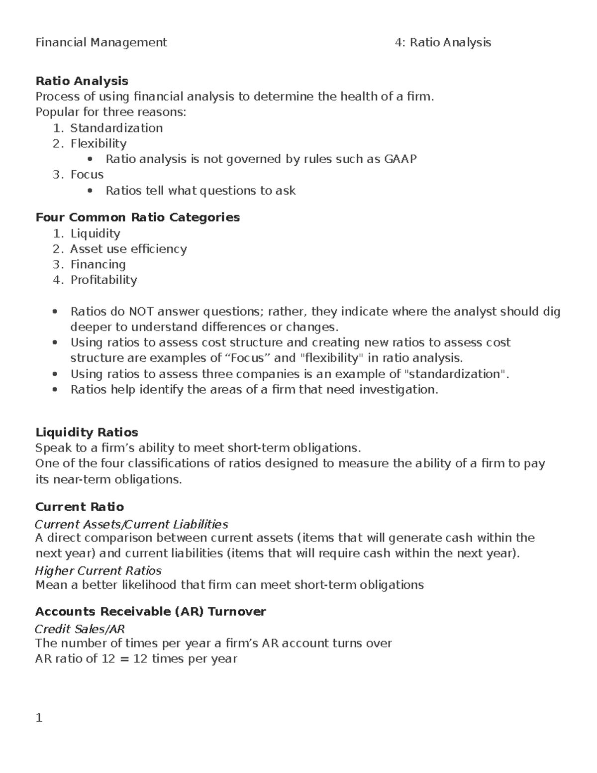 Financial Management - Section 4 | Ratio Analysis - Financial ...