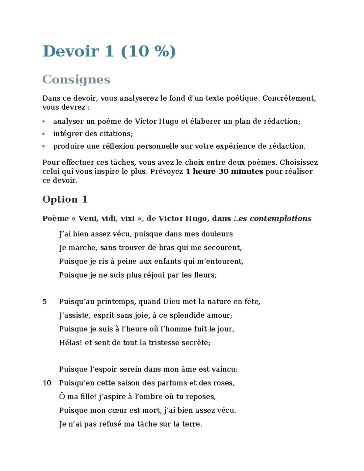 Devoir 1 littérature exemple - Devoir 1 (10 %) Consignes Dans ce devoir, vous analyserez le fond ...