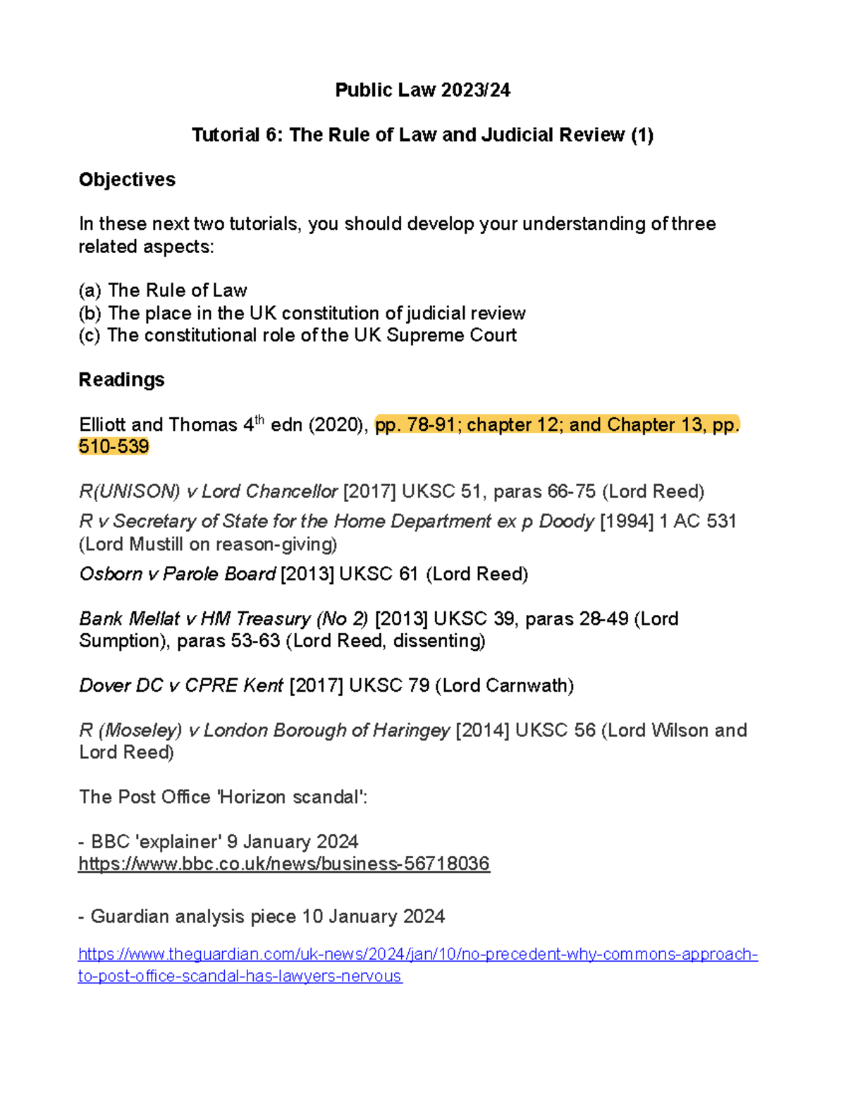 Tutorial 6 Judicial Review (1) - Tagged - Public Law 2023/ Tutorial 6 ...