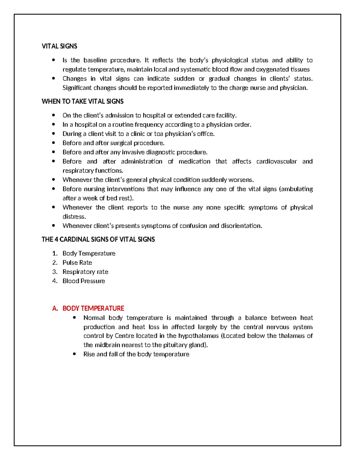 Vital Signs Module - CPHM LAB - VITAL SIGNS Is the baseline procedure ...