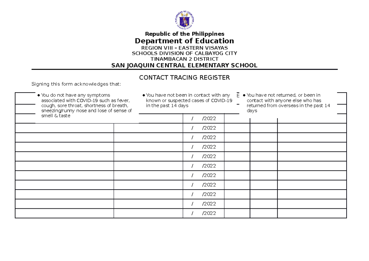 Contact Tracing Tool - Republic of the Philippines Department of ...