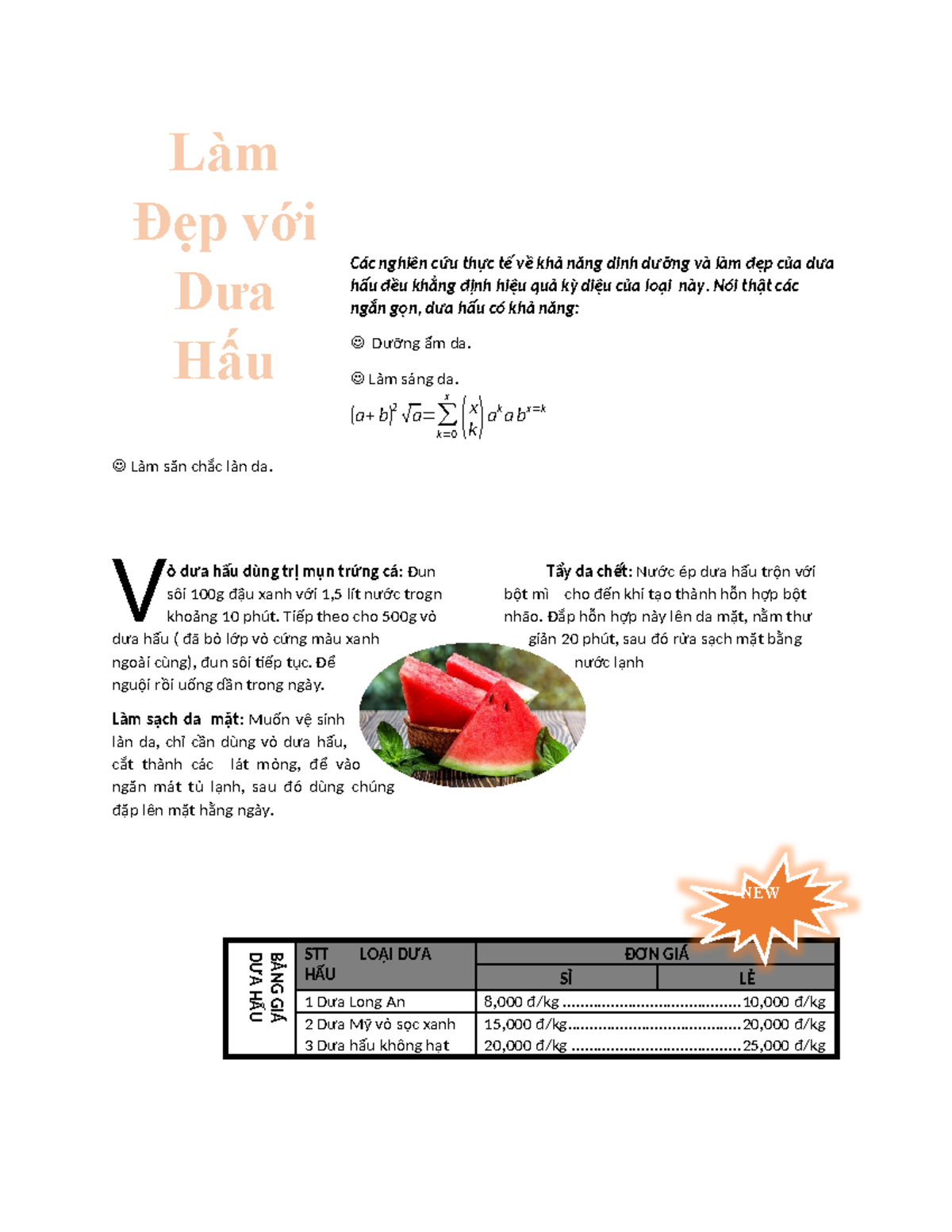 Làm Đẹp với Dưa Hấu - ddfddd - Các nghiên cứu thực tế về khả năng dinh ...