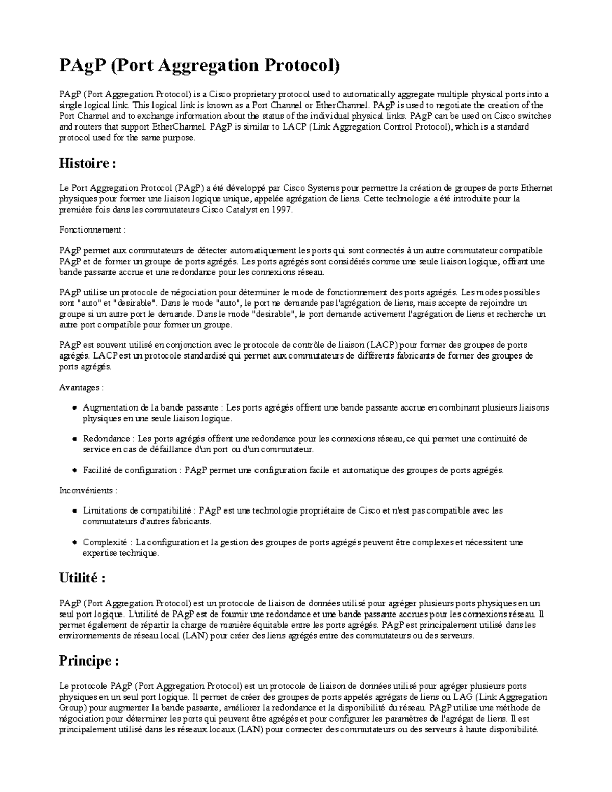 PAg P (Port Aggregation Protocol) - PAgP (Port Aggregation Protocol ...
