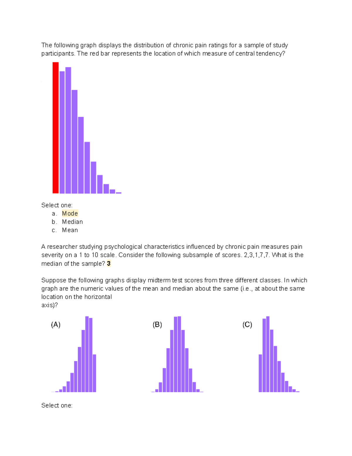 3. Central Tendency - Exploring tendencies - The following graph ...