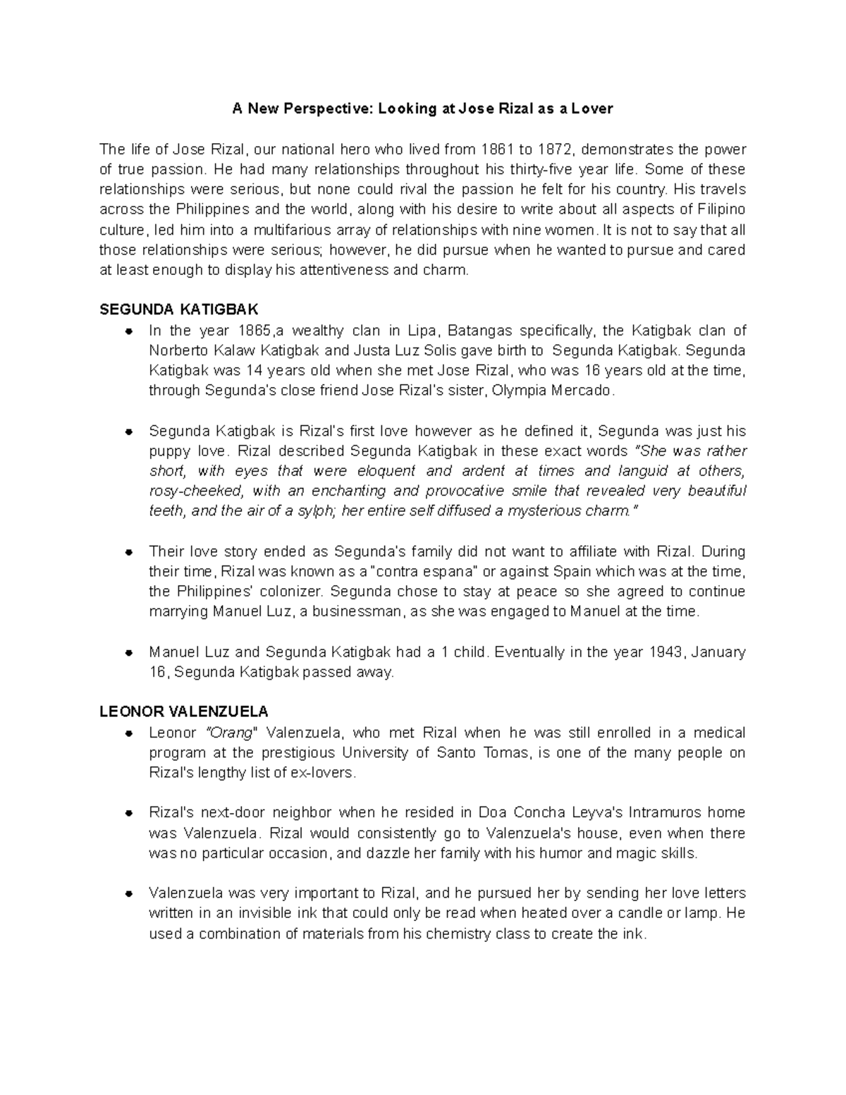 Rizal as a Lover - A New Perspective: Looking at Jose Rizal as a Lover ...