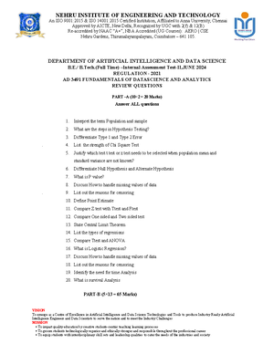 FDSA Lab Manual - Academic Year 2022-2023 (Even Sem) AD3411 DATA SCIENCE AND ANALYTICS ...