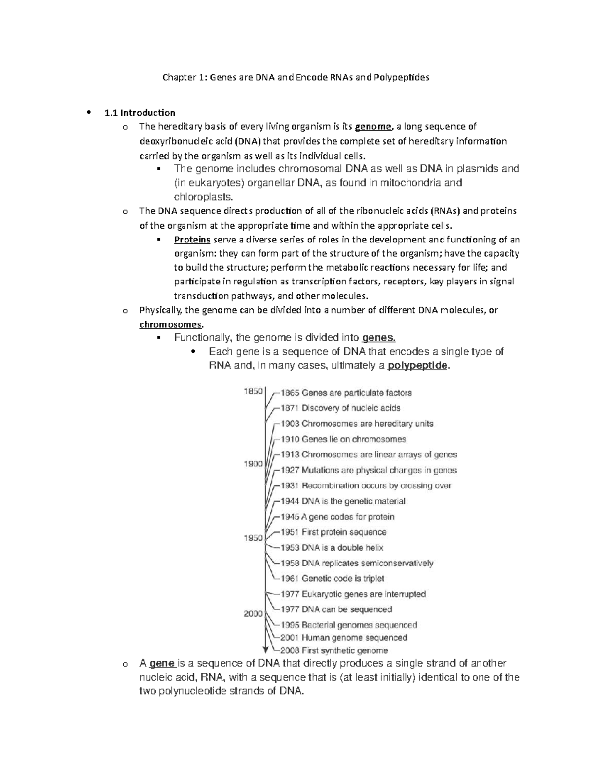 Molecular Genetics Chapter 1 - Chapter 1: Genes are DNA and Encode RNAs ...