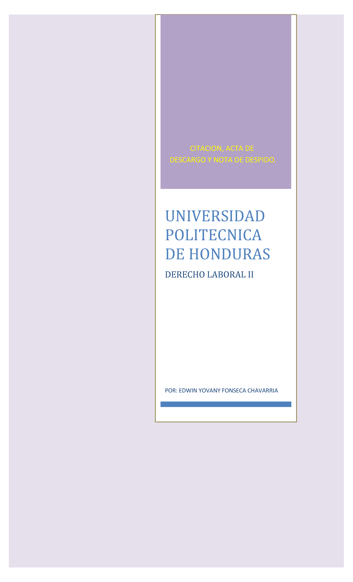 ACT DE Descargo, Citacion, Despido. Edwin Fonseca - CITACION, ACTA DE ...